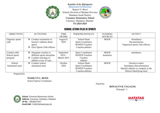SCHOOL ACTION PLAN IN SPORTS club in school | DOCX