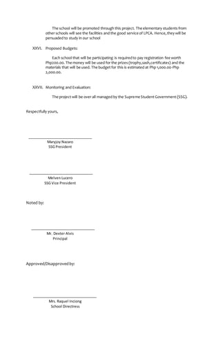 School activity and project proposals maryjoy nazaro | DOCX