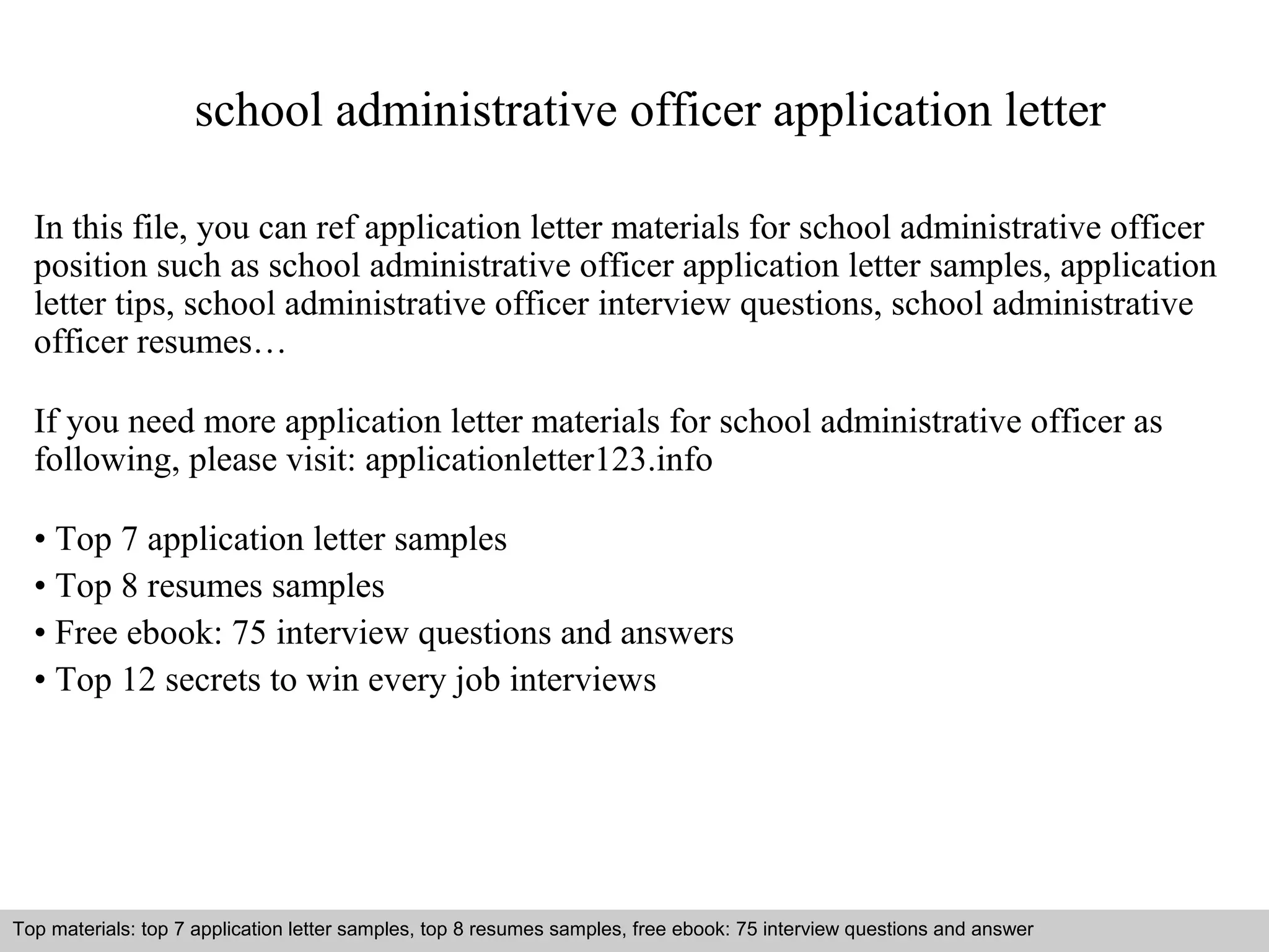 School administrative officer application letter | PPT