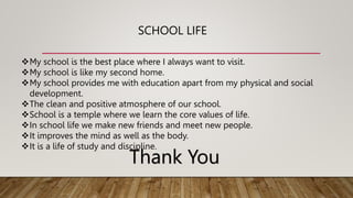 Class 5th Kids Project on School and School Life | PPT