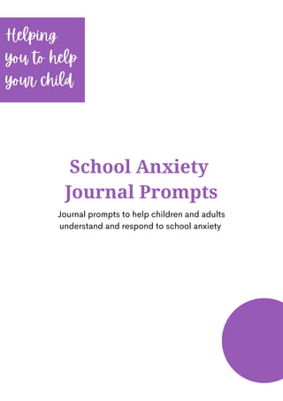 School Anxiety Journal Prompts | PDF