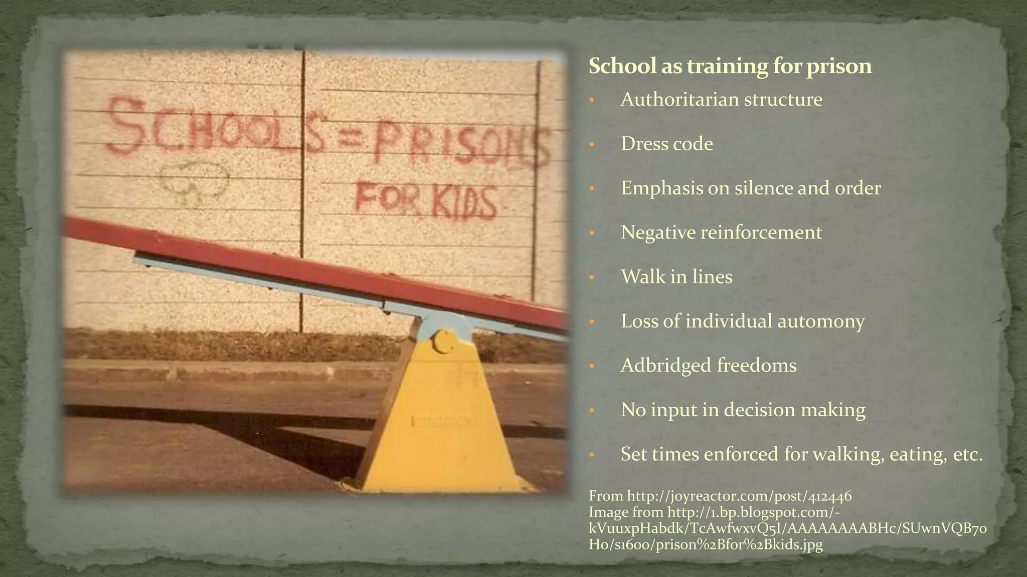 School as prison - a few slides on the topic | PPTX
