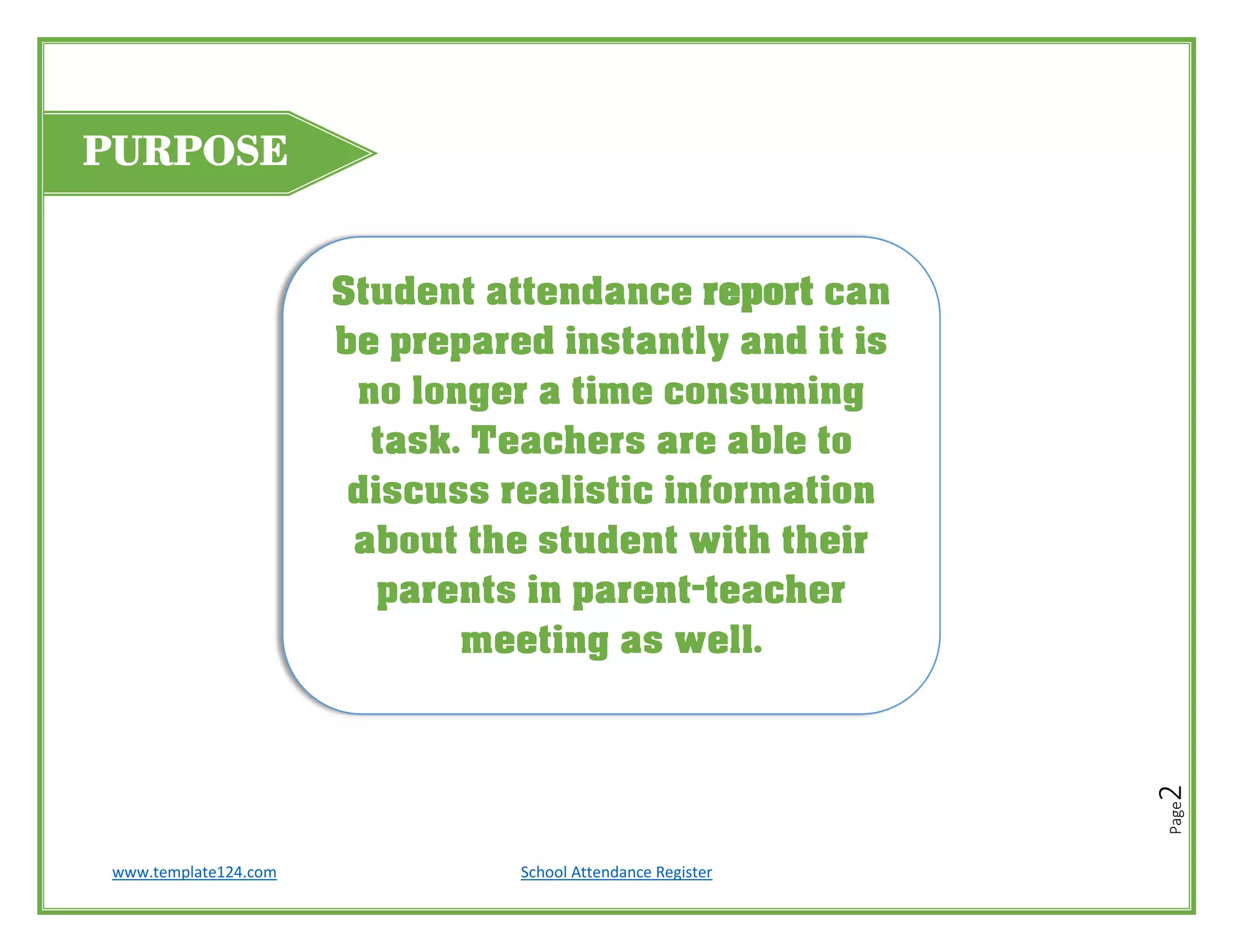 School attendance register-Template124 | PPT