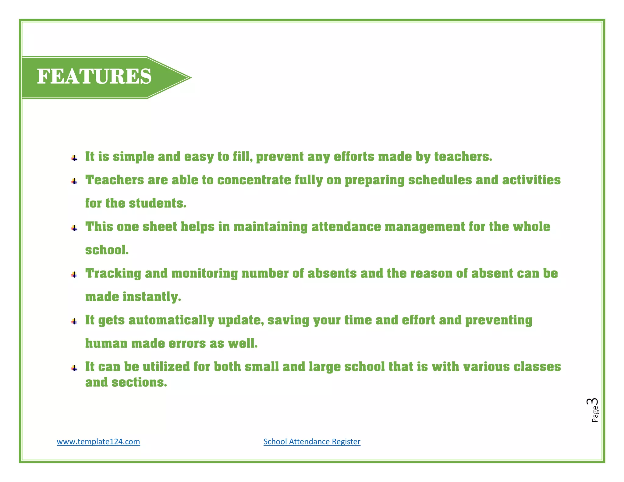 School attendance register-Template124 | PPT