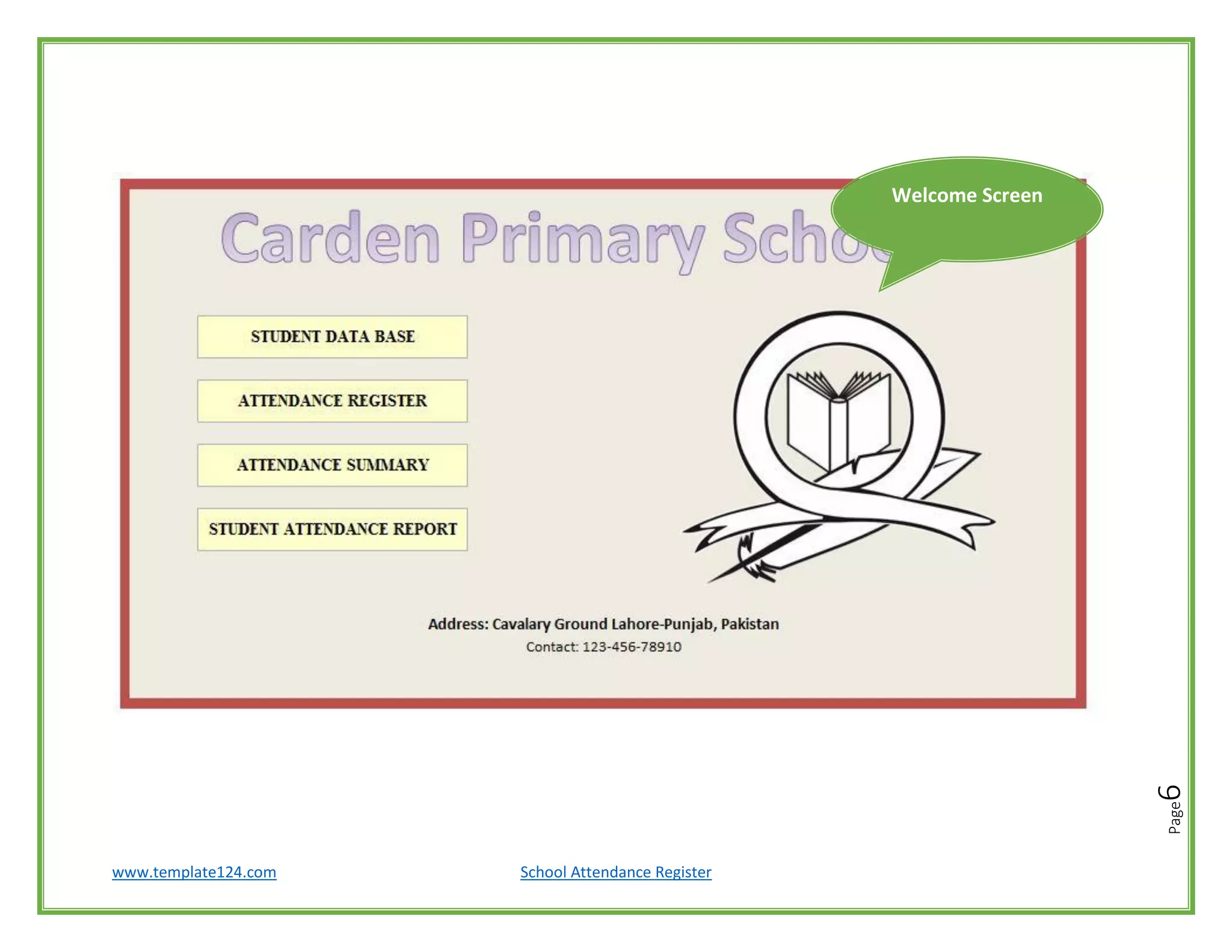 School attendance register-Template124 | PPT