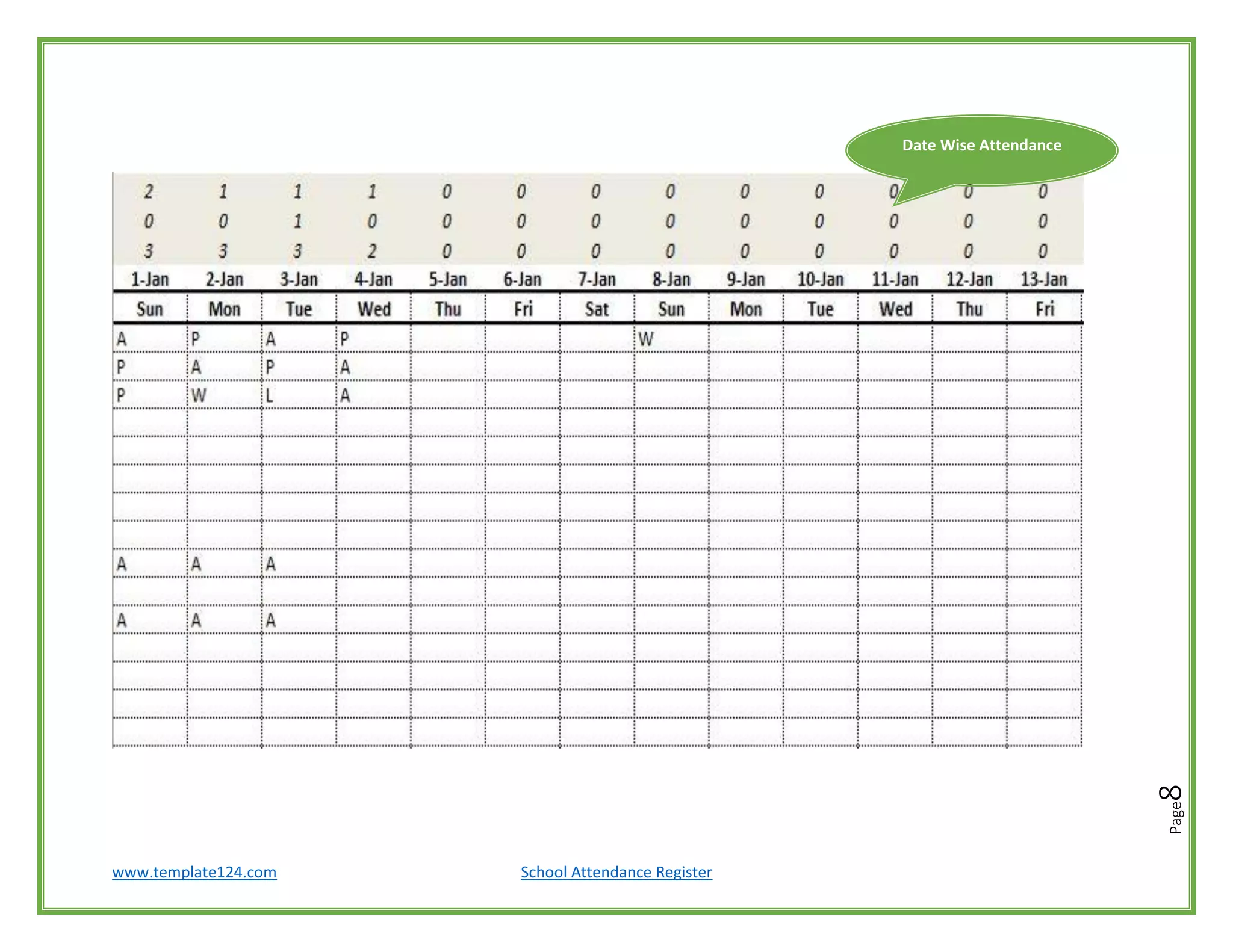 School attendance register-Template124 | PPT