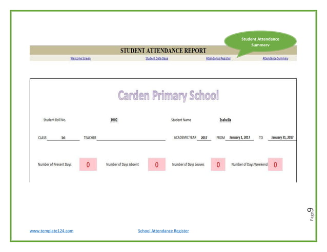 School attendance register-Template124 | PPT