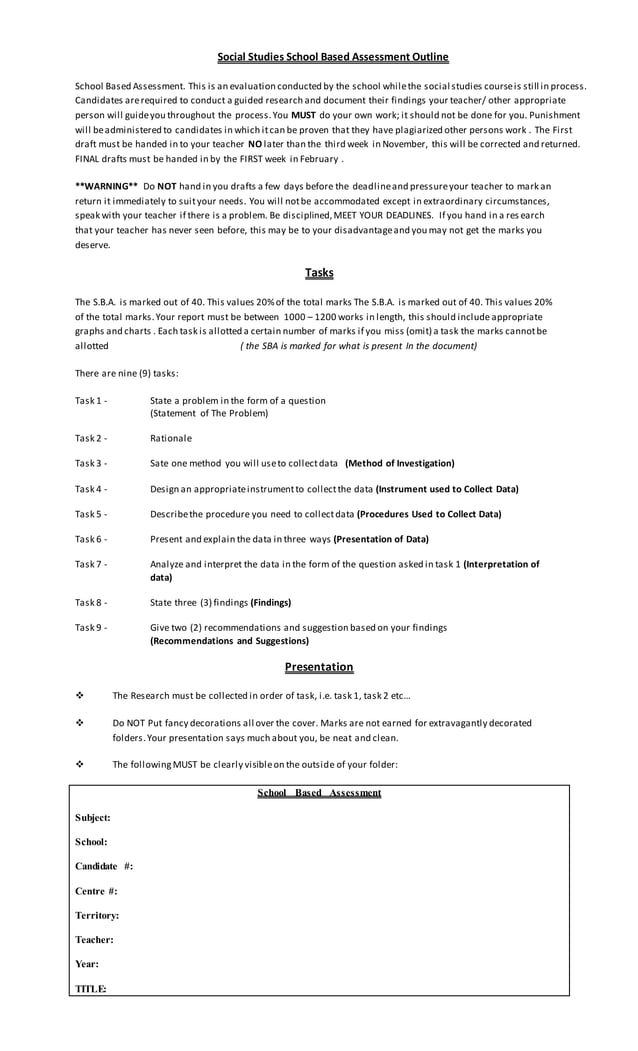 School based assessment outline (grade 11) | DOCX