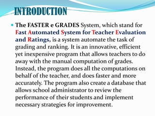School based training on using the faster e grading | PPT