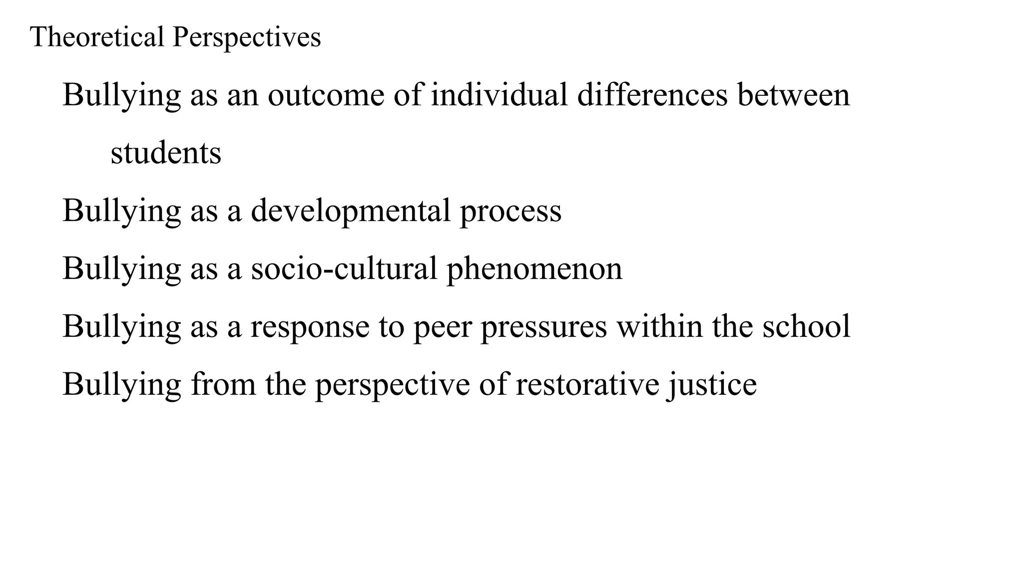 School bullying prevalence theories impact prevention models and ...