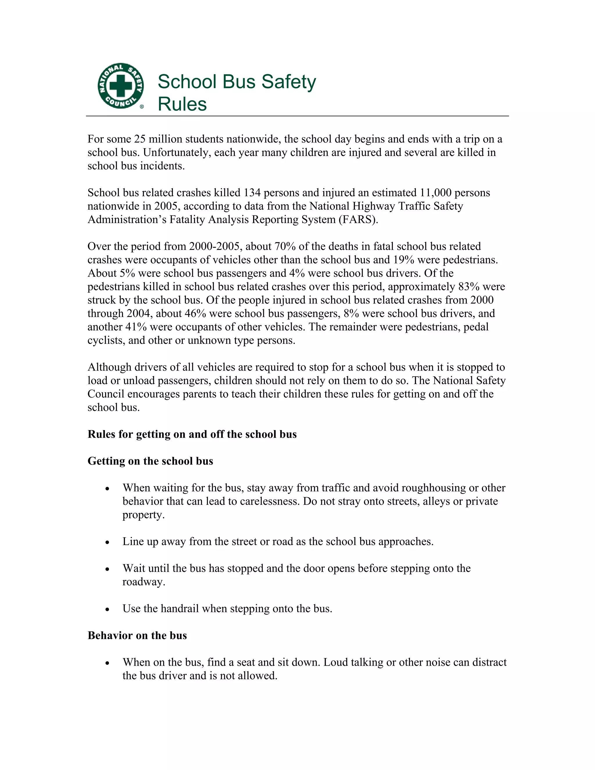 School bus safety rules | PDF