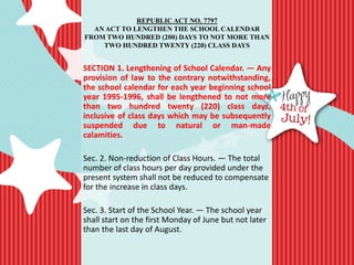 SCHOOL CALENDAR | PPTX