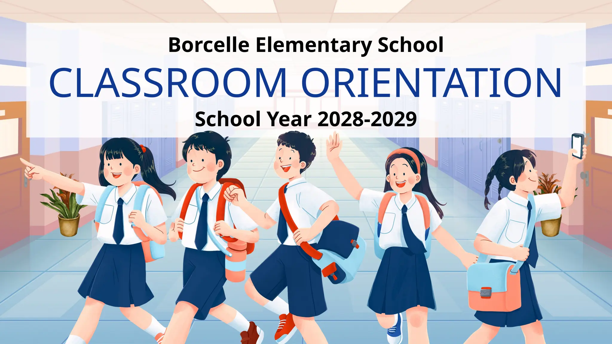 School Class Orientation Educational Presentation in Blue and White ...