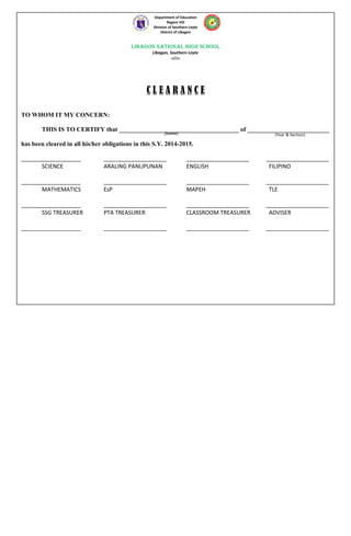 School clearance | DOC