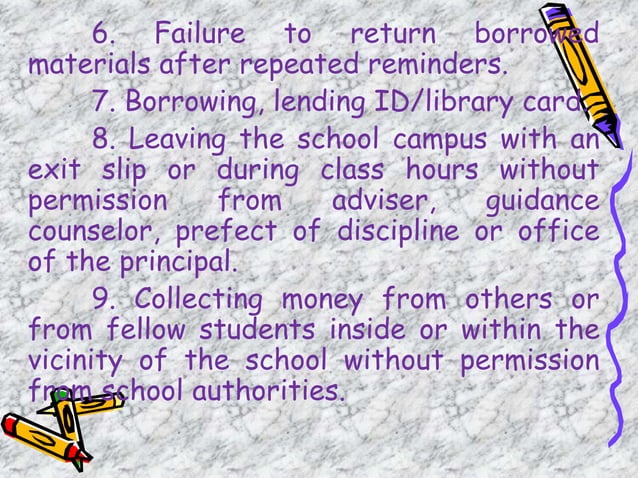 sCHOOL cODE OF dISCIPLINE.ppt | Professional School | Postgraduate ...