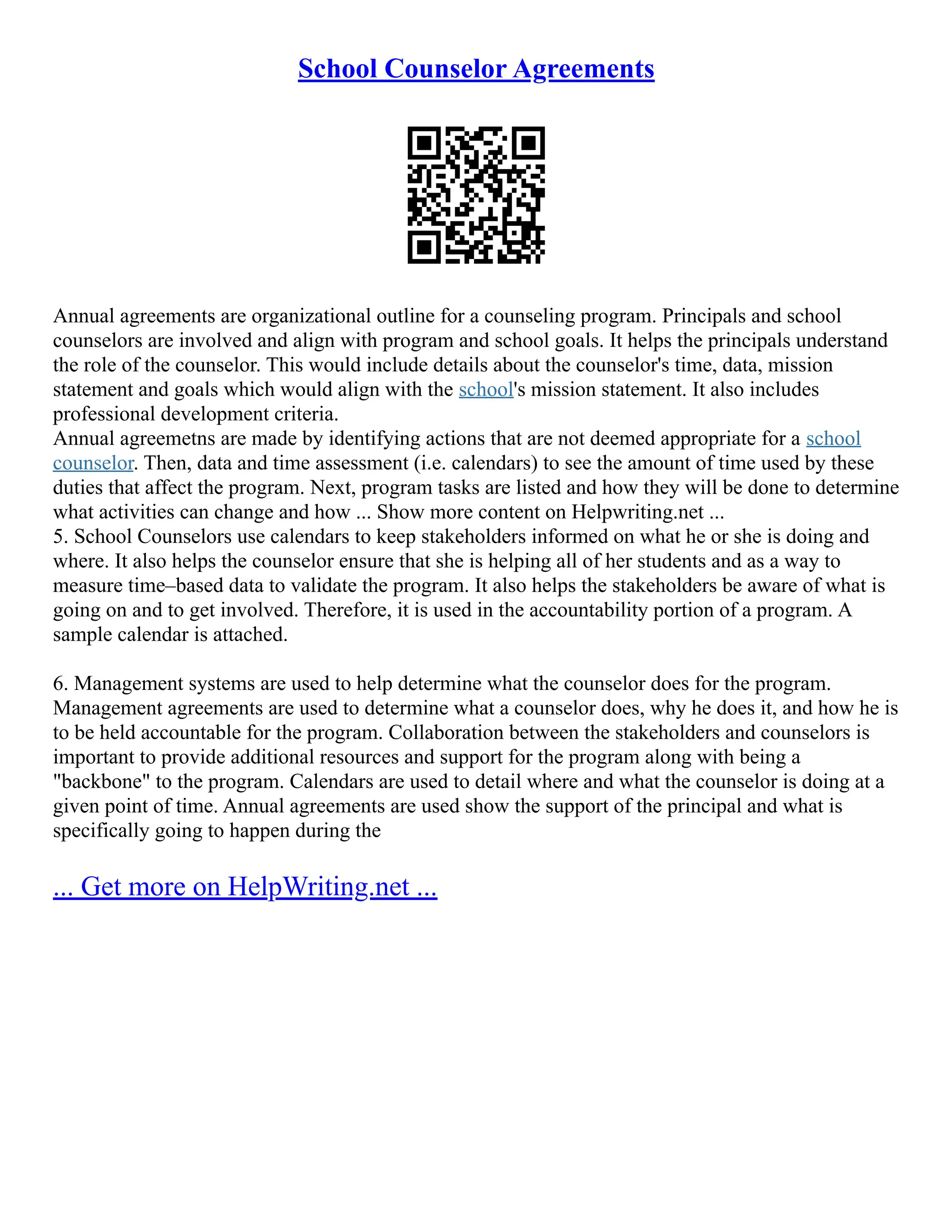 School Counselor Agreements | PDF