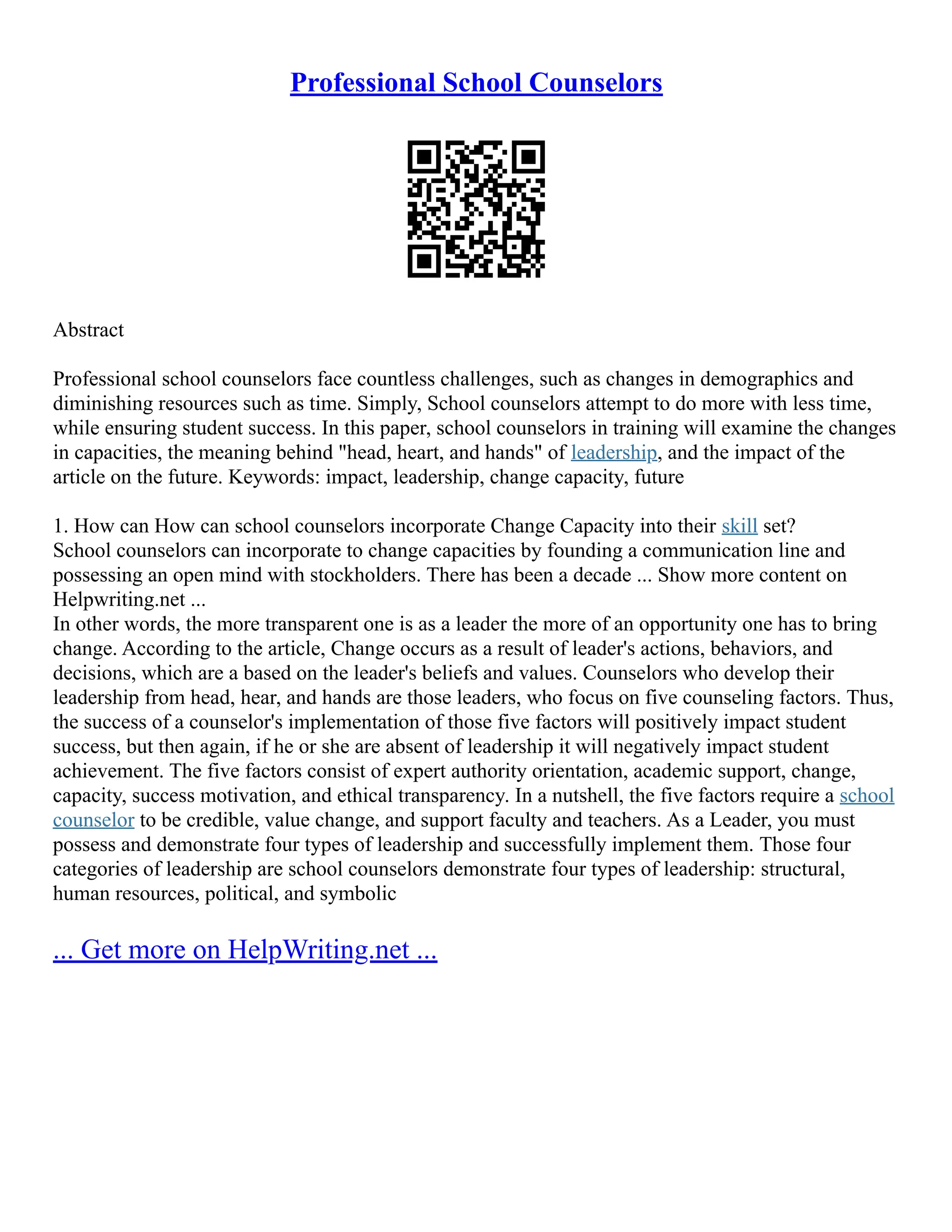 School Counselor Interview | PDF