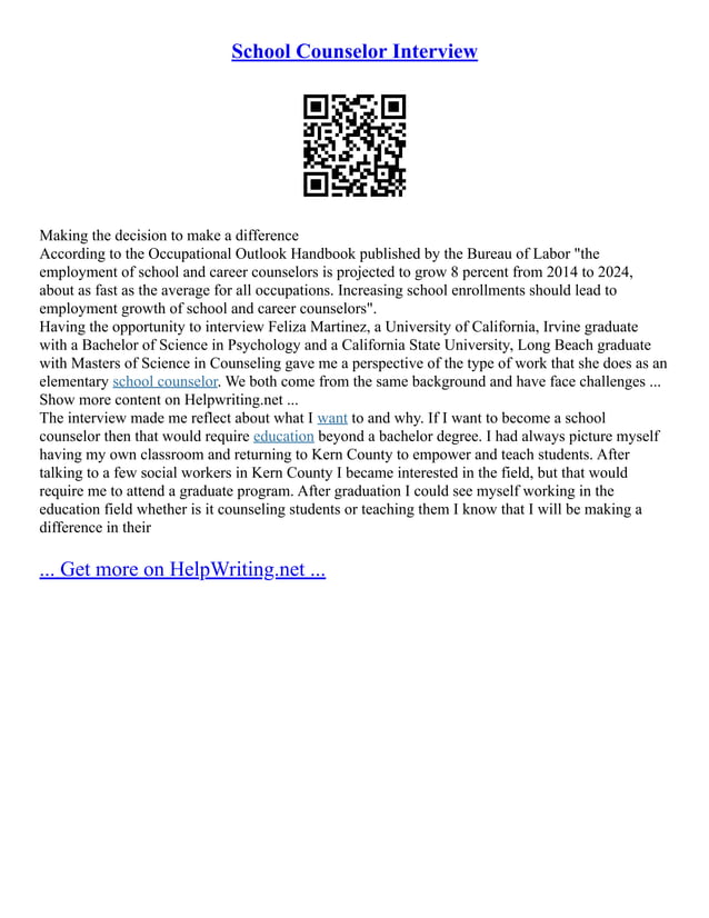 School Counselor Interview | PDF