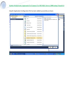 Code First Approach For Connecting SQL Server 2008 With Visual C# ,Entity Framework | PDF