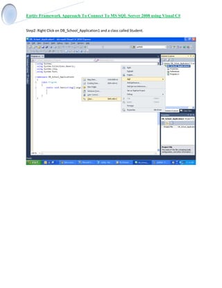 Code First Approach For Connecting SQL Server 2008 With Visual C# ,Entity Framework | PDF