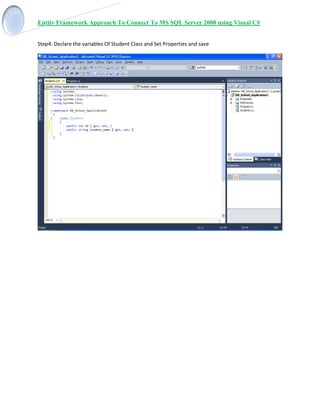 Code First Approach For Connecting SQL Server 2008 With Visual C# ,Entity Framework | PDF