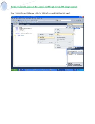 Code First Approach For Connecting SQL Server 2008 With Visual C# ,Entity Framework | PDF