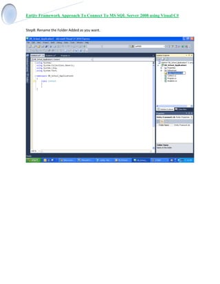 Code First Approach For Connecting SQL Server 2008 With Visual C# ,Entity Framework | PDF