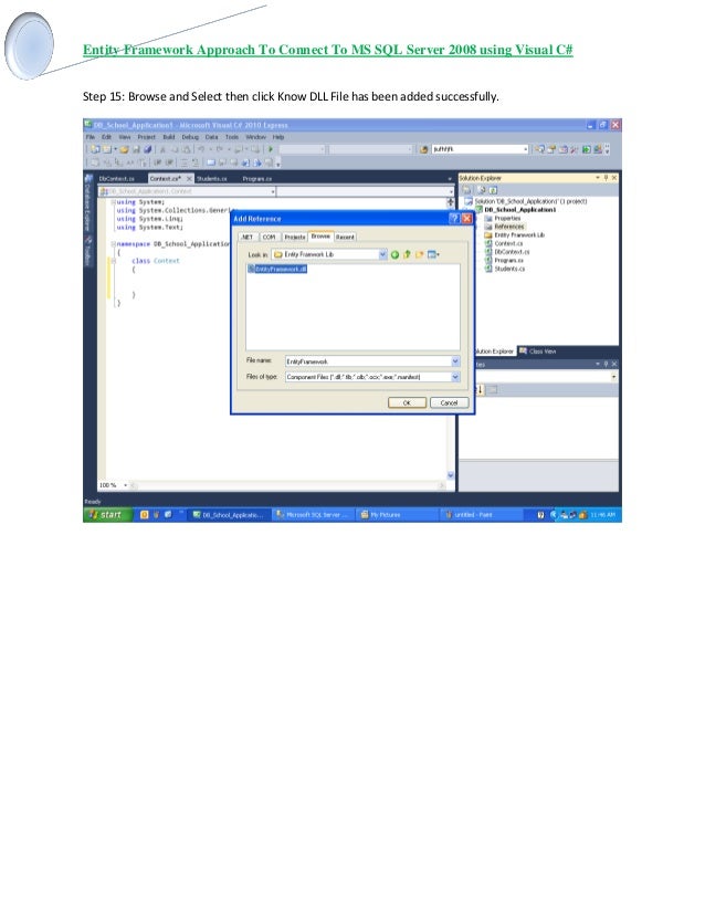 Code First Approach For Connecting Sql Server 2008 With
