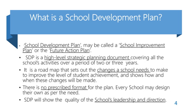 School Development Plan (SDP) - ppt | PPTX | Professional School ...