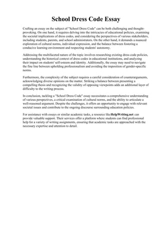 School Dress Code Essay | PDF