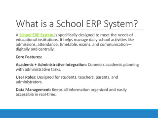 Smart School ERP System for Modern Educational Management | PPT