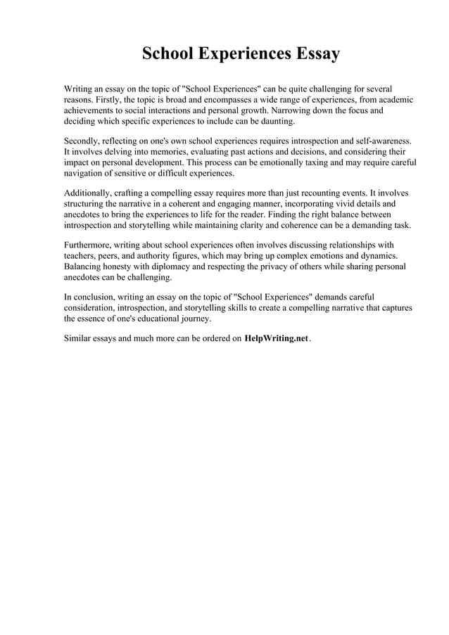 School Experiences Essay. Furman University | PDF