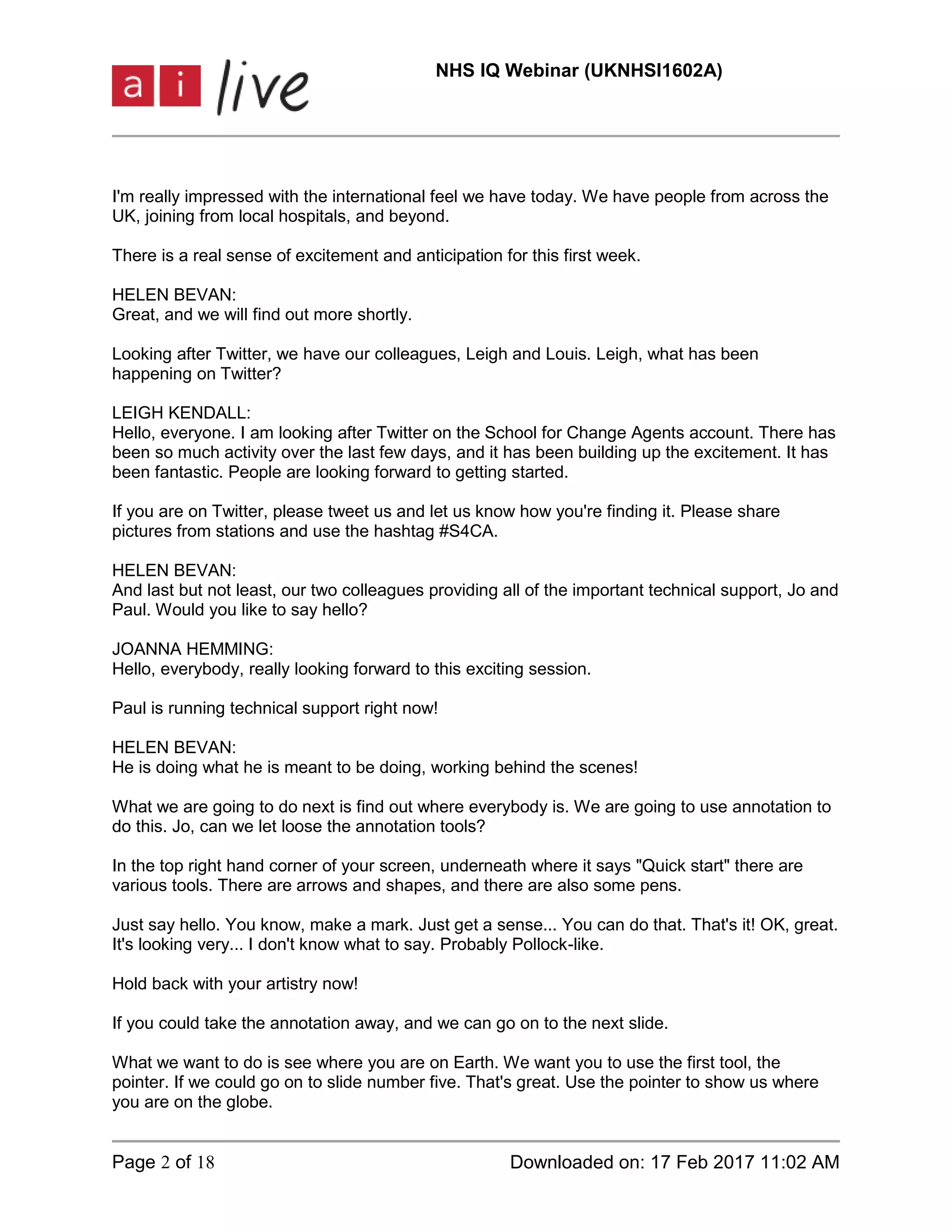 School for change agents - Module 1 transcript | PDF