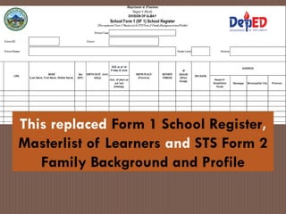 Walkthrough of School Form 1 or School Register | PPTX