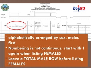 Walkthrough of School Form 1 or School Register | PPTX