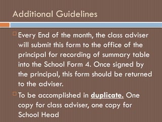 SCHOOL FORM 2 Daily Attendance Report of Learners | PPTX