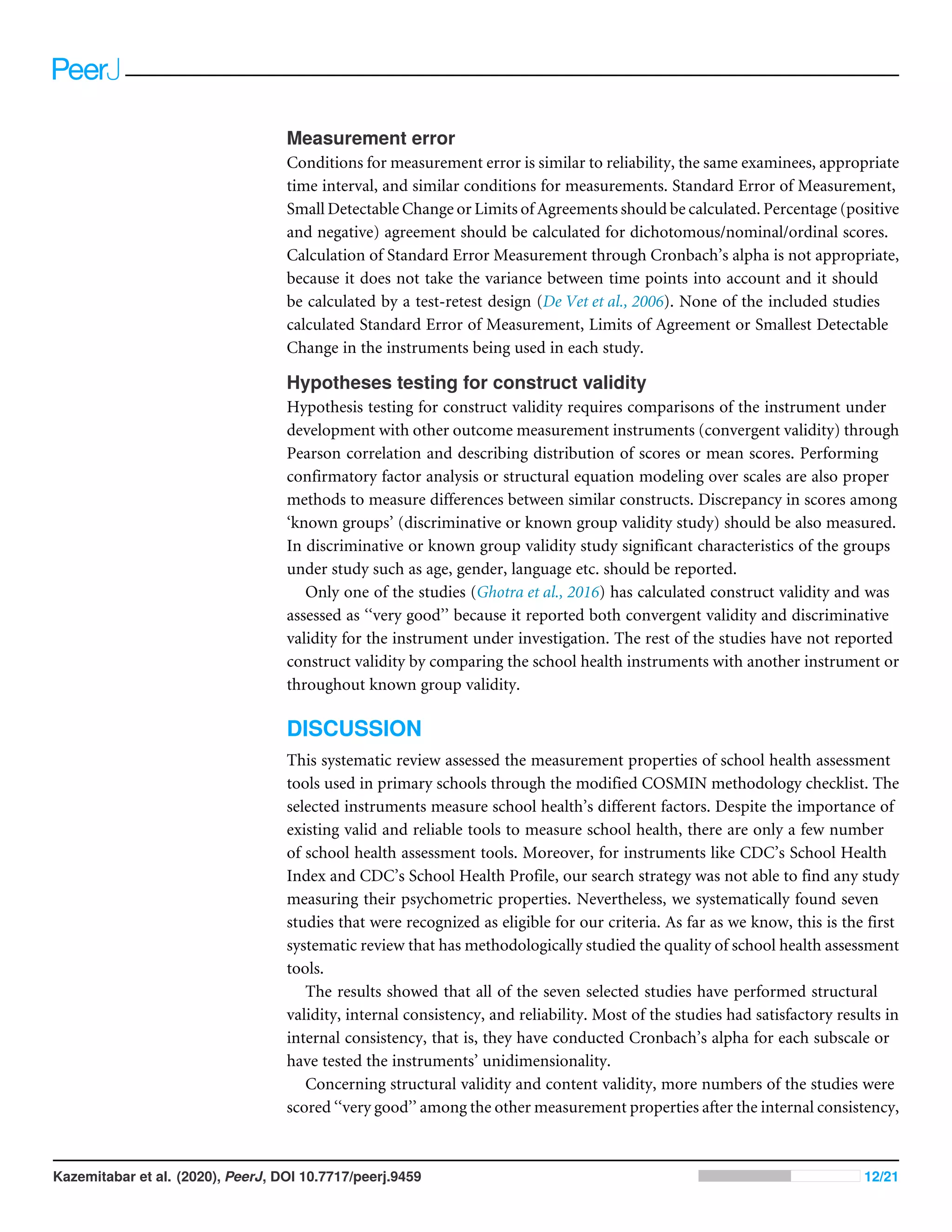 School health assessment tools a systematic review of measurement in primary schools | PDF