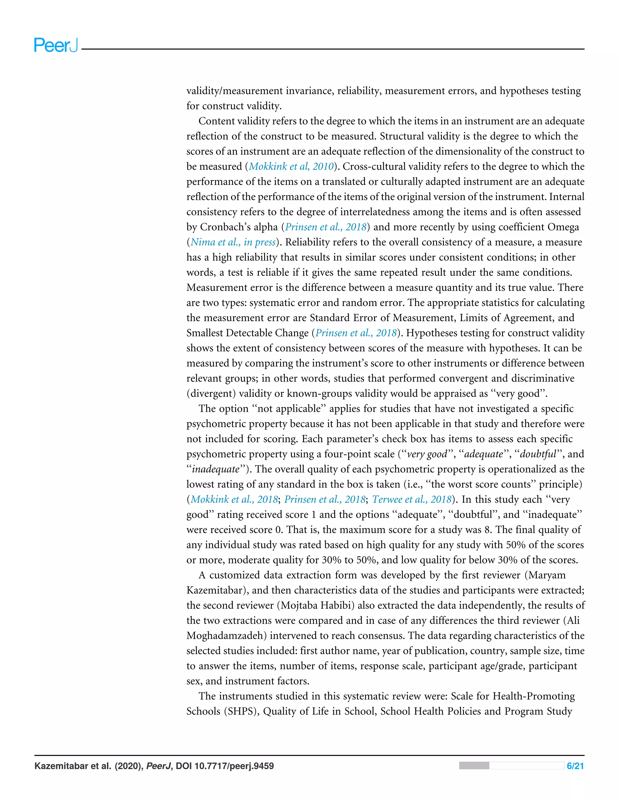 School health assessment tools a systematic review of measurement in ...