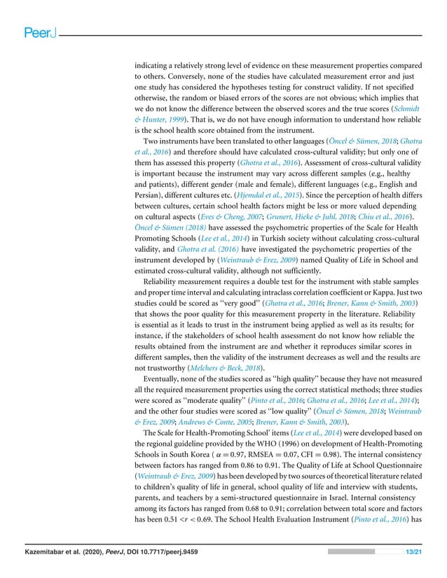 School health assessment tools a systematic review of measurement in ...