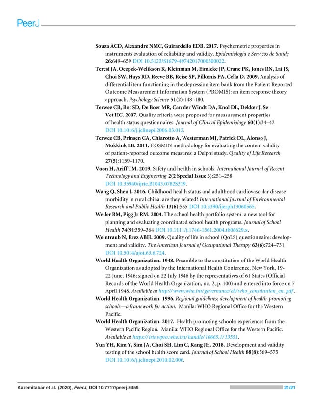 School health assessment tools a systematic review of measurement in ...