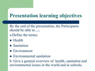Health,sanitation and Environment in Schools | PDF