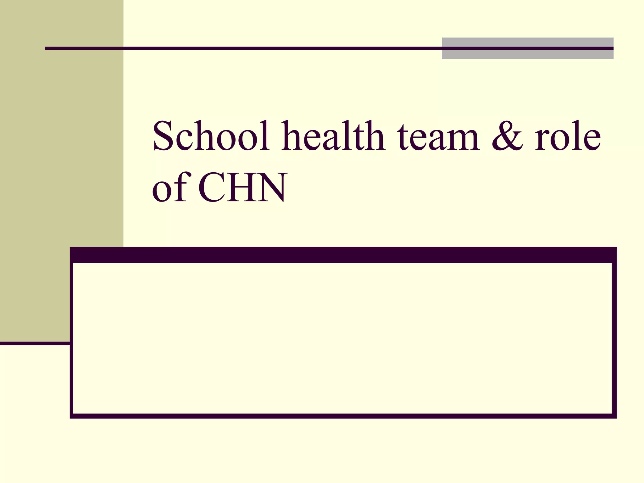School health team & role of school health nurse | PPT