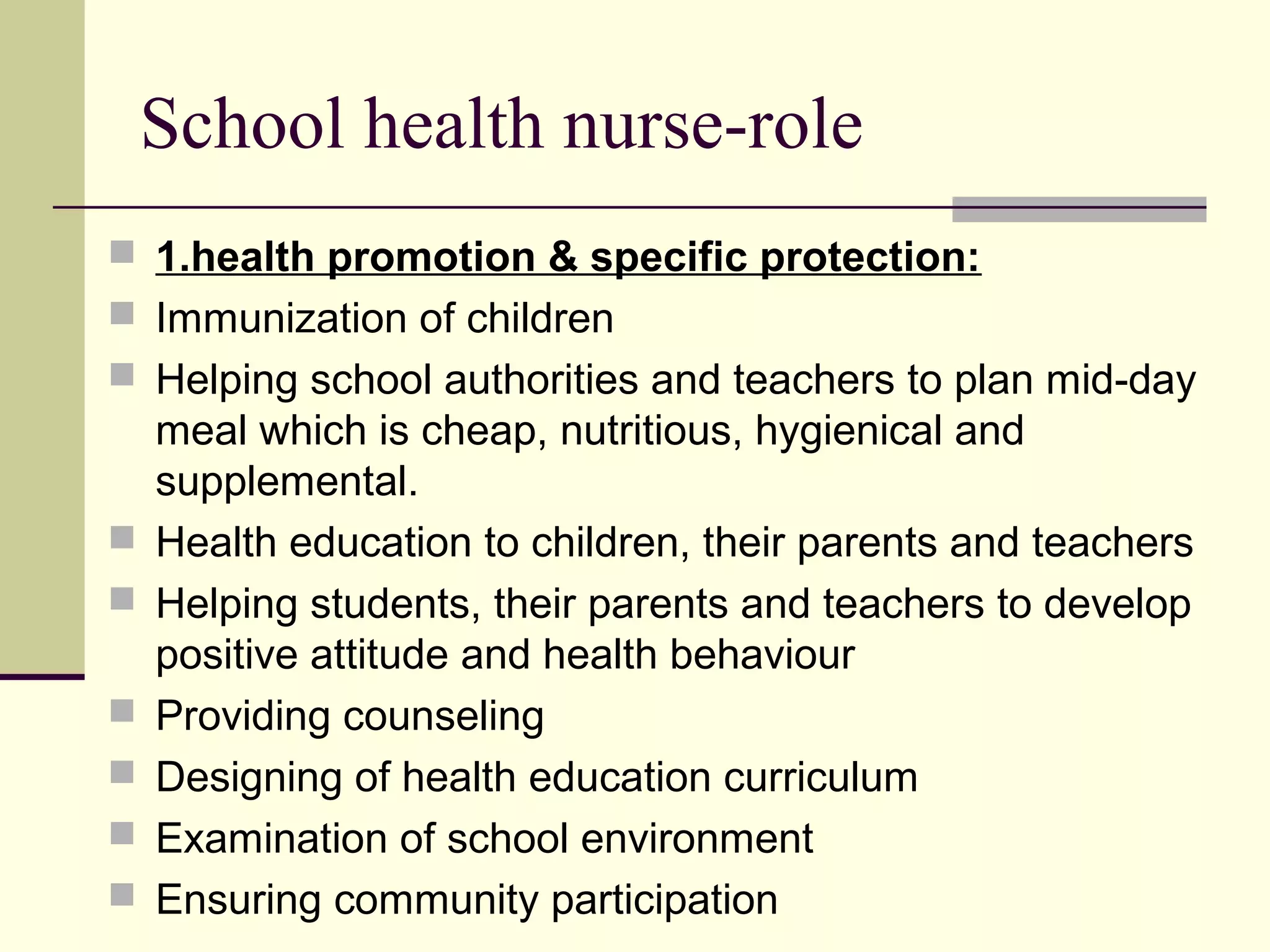 School health team & role of school health nurse | PPT