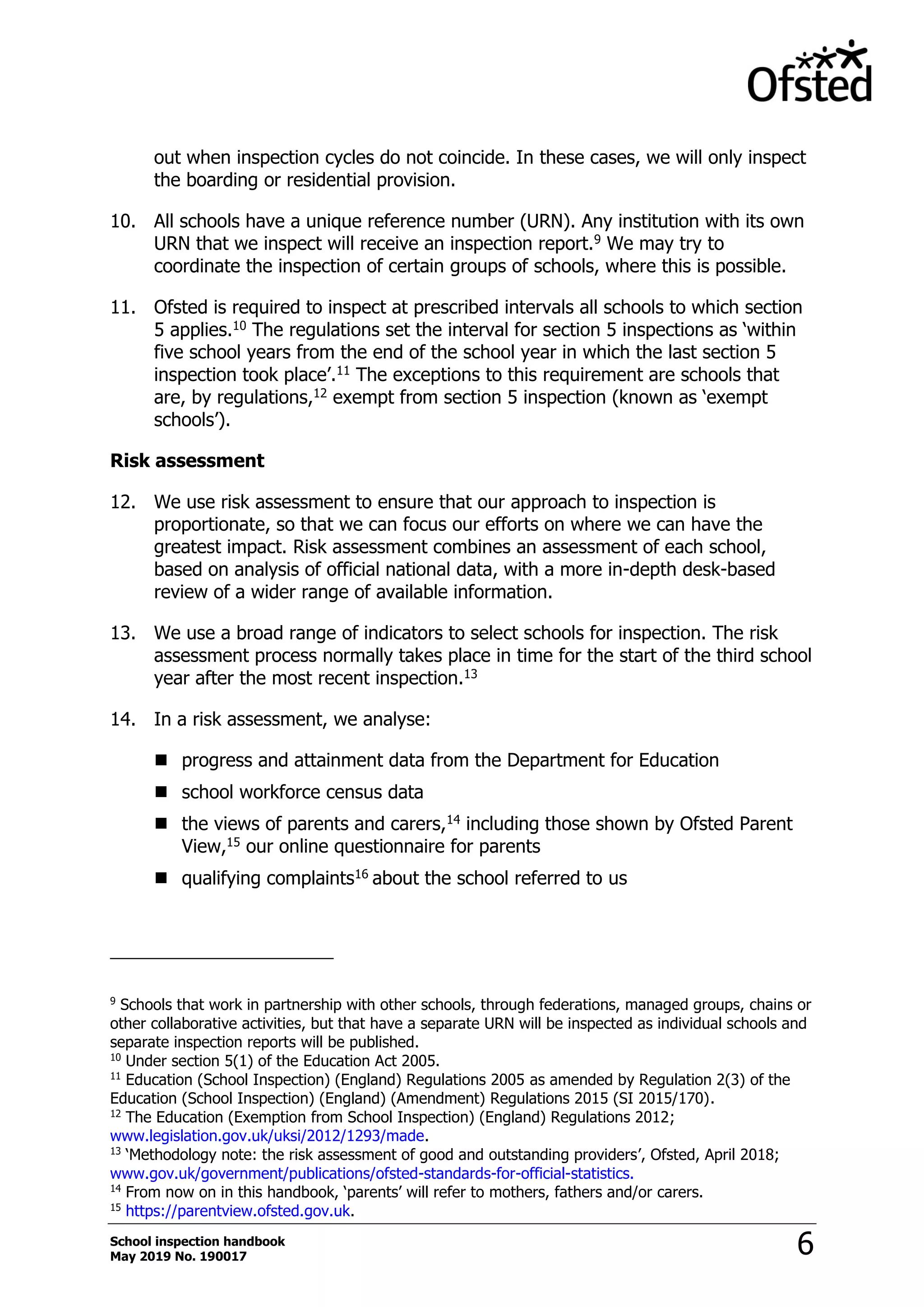 Ofsted School Inspection Handbook (from Sept 2019) | PDF