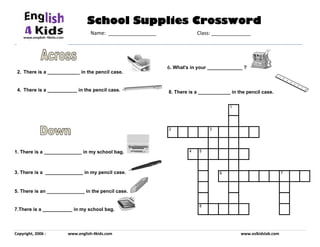 School items crossword | PPT
