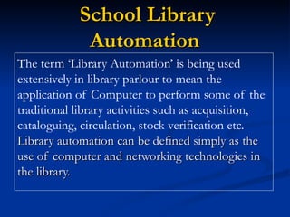 School library automation | PPT