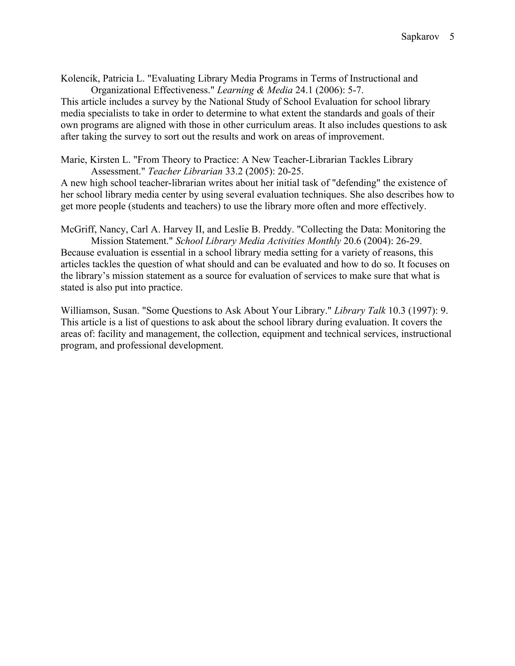 School Library Evaluation Doc