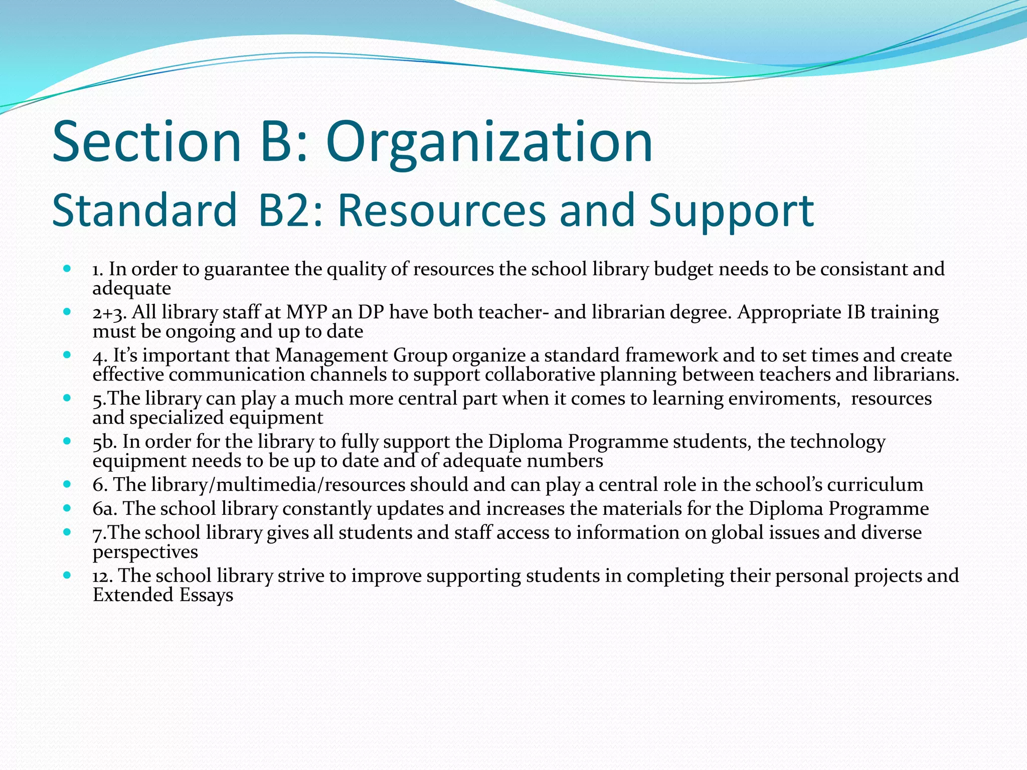 School library in IB standards and practices | PPT