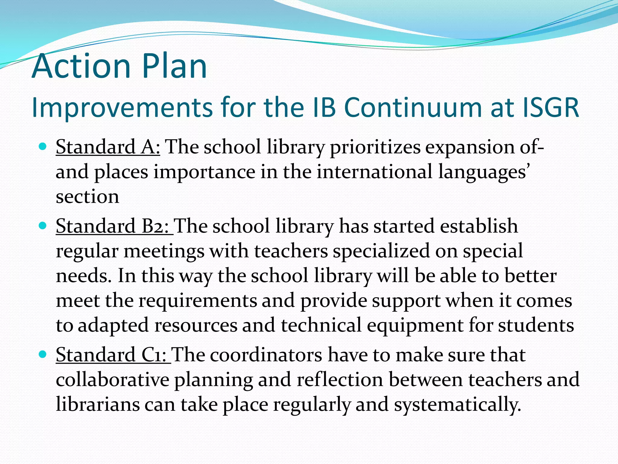 School library in IB standards and practices | PPT