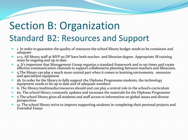 School library in IB standards and practices | PPT